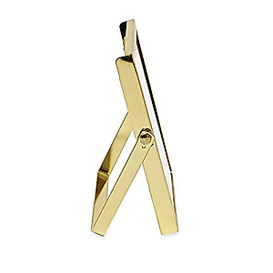 Laura Ashley 2x3 Gold Flat Metal Picture Frame (Vertical) with Pull-Out Easel Stand, Made for Tabletop, Counterspace, Shelf and Desk (2x3, Gold)