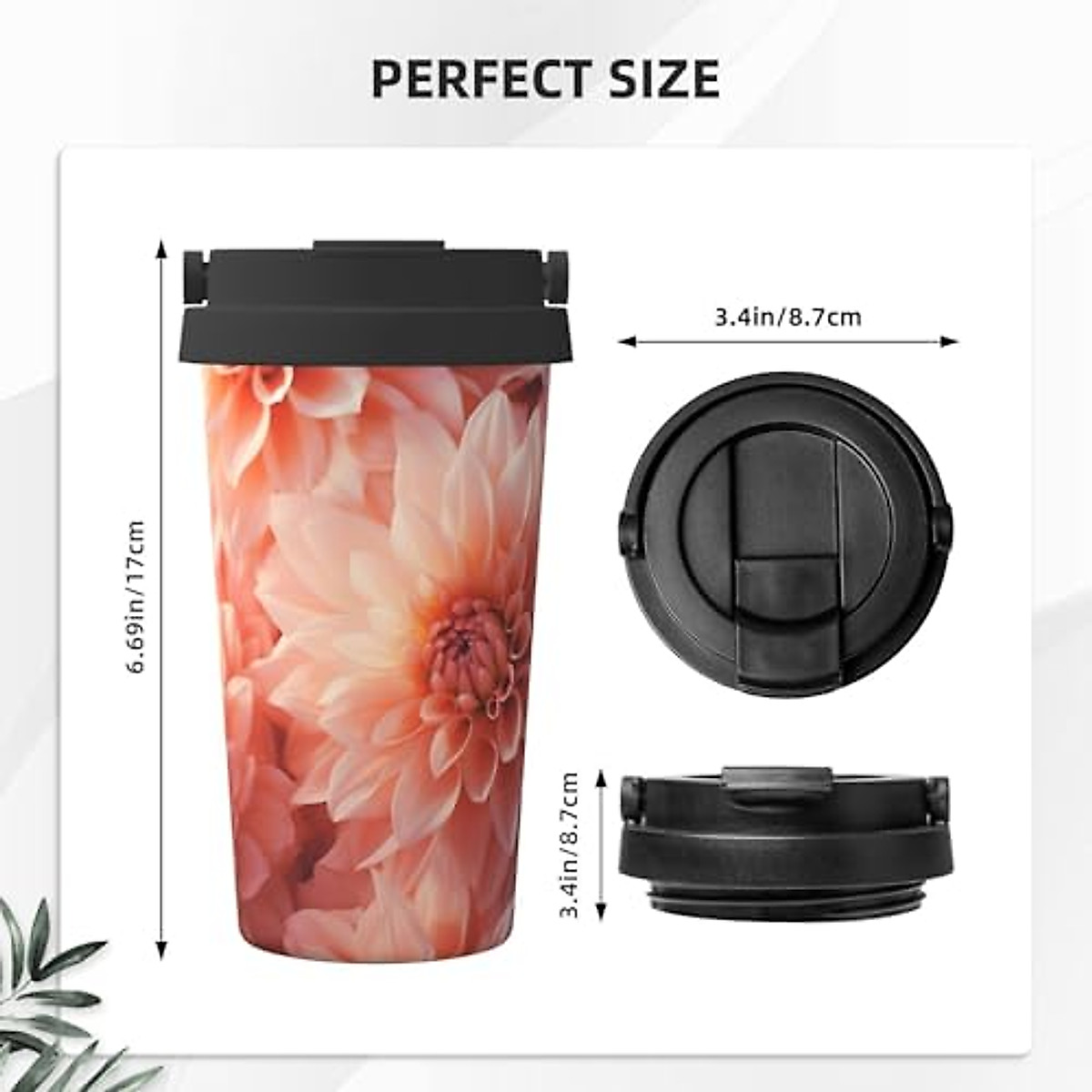 WANGXUEE Triangle Flower Print 500ml Stainless Steel Travel Tumbler Double Wall Vacuum Insulated Coffee Mug