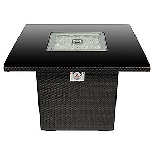 Outland Fire Table Tempered Glass Lid Insert for 36-Inch Square Series 410 Outdoor Propane Fire Pit Tables, Square 17-Inch x 5/16-Inch - Includes Bracket Set for Vertical Easy Slide Interior Storage