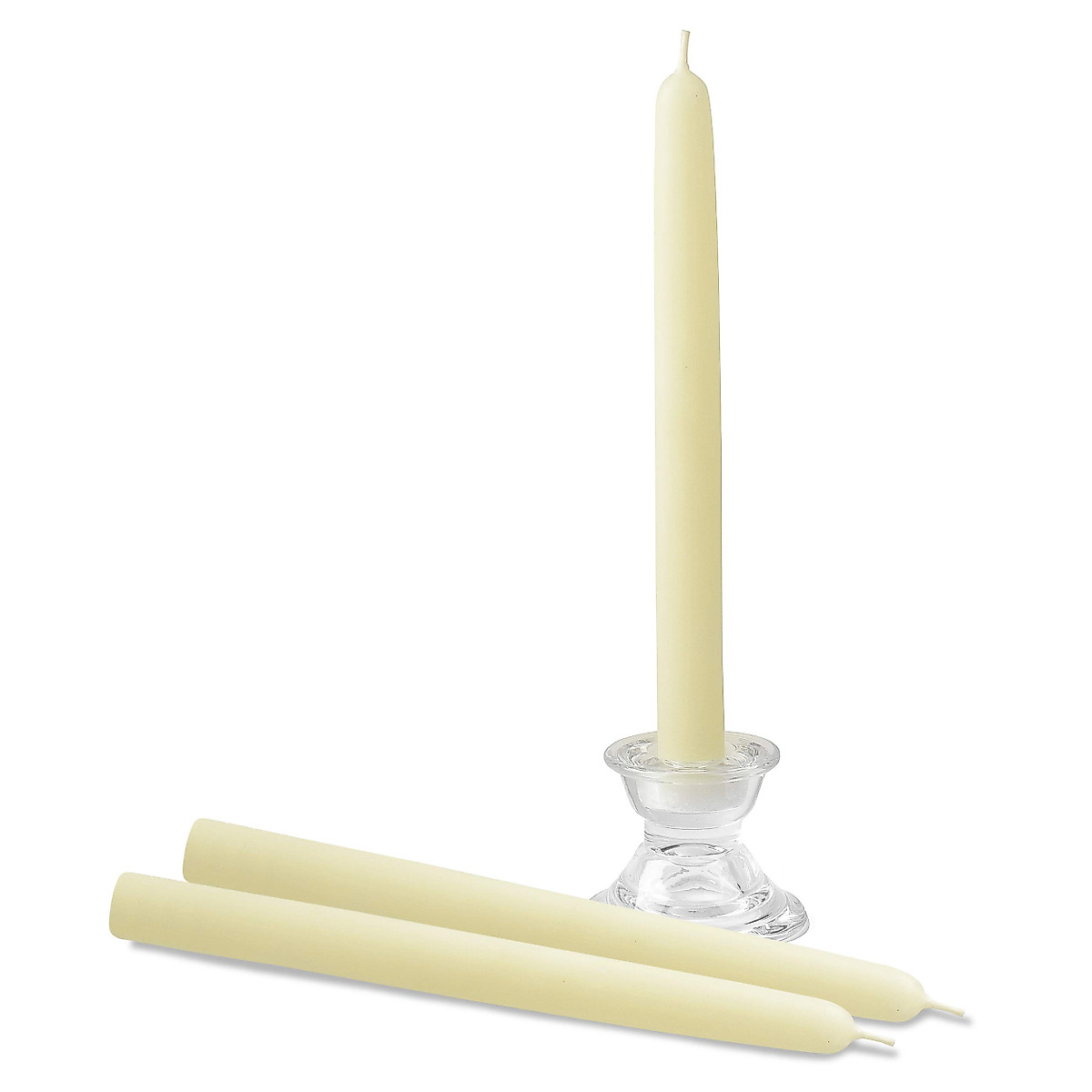 Hyoola 10" Beeswax Taper Candles 12 Pack - Handmade, All Natural, 100% Pure Unscented Bee Wax Candle - Tall, Decorative, White - 10 Hour Burn Time
