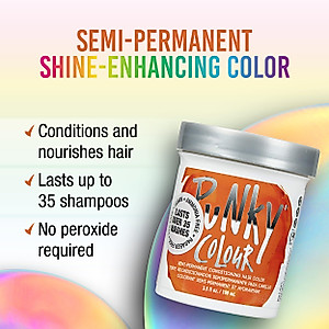 Punky Flame Semi Permanent Conditioning Hair Color, Non-Damaging Hair Dye, Vegan, PPD and Paraben Free, Transforms to Vibrant Hair Color, Easy To Use and Apply Hair Tint, lasts up to 35 washes, 3.5oz