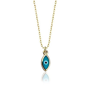 jewelryist Gold Evil Eye Necklace 14k | Blue Evil Eye Jewelry for Women | Good Luck Necklaces for Girls | Minimalist Evil Eye Necklace | Graduation Gift for Daughter | 18" Necklace Length