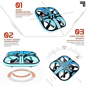 SHARPER IMAGE Lumo Stunt Remote Control LED Glow Drone, 2.4 GHz, Auto-Orientation, Assisted Landing & Gyro Stabilization, 3 Light Modes, Long Range Durability, Easy & Beginner Friendly Controls