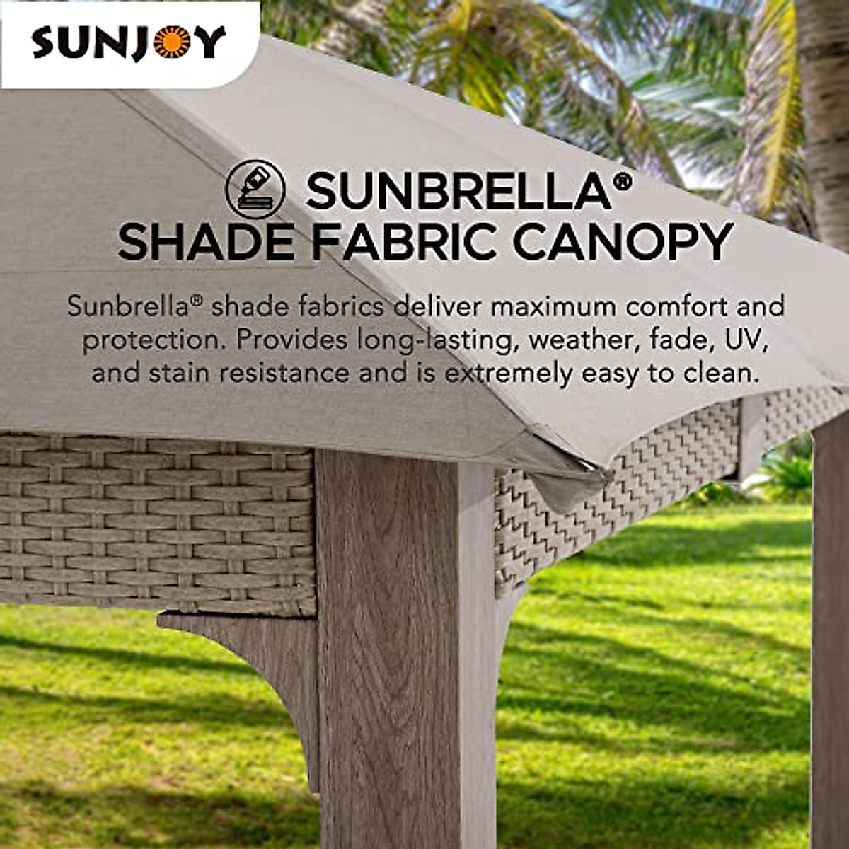 Sunjoy 11 ft. x 13 ft. Gazebo with Sunbrella Shade Fabric Canopy Roof, Outdoor Patio Steel Frame 2-Tier Soft Top Gazebo with All Aluminum Posts,5 Years Non-Fading