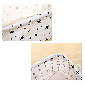 4 Pack Canvas Storage Basket Bins, Home Decor Organizers Bag for Adult Makeup, Baby Toys Liners, Books (4 pack, White & Black)