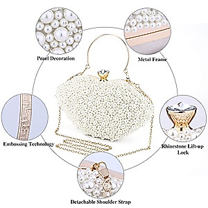 UBORSE Clutch Bag Ceremony Pearl Evening Bag Elegant Women Shoulder Bag Small Bridal Purse for Wedding Cocktail Party