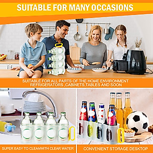 6 Pcs Portable Soda Can Organizer for Refrigerator Shelf Clear Plastic Beer Can Racks with Removable Handle Drink Organizer for Fridge Storage Beer Freezer Beverage Can Holder Soda Dispenser (Yellow)