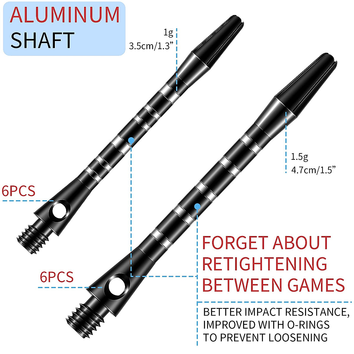 30 Pcs Dart Shafts for Steel Tip Medium 2BA Thread Aluminium Alloy Dart Stems 50 mm 53 mm with Rubber Rings Replacement Harrows Dart Accessories and Flights(Classic Style,Multi Colors)