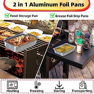 TOHONFOO 20 Pack Drip Pan Liners for Ninja OG701 Woodfire Outdoor Grill & Smoker - Compatible with Weber Genesis - Spirit - Q Series - Disposable Aluminum Foil Grease Tray Liners