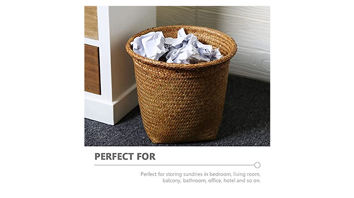 Eco-Friendly Seagrass Waste Baskets - 2pcs Set