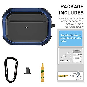 Winproo Armor Airpods Pro 2 Case Cover with Keychain, Military Hard Shell Full-Body Shockproof Protective Case Skin for Airpods Pro 2nd Generation [Blue]