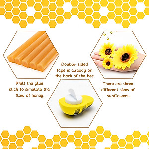 H1vojoxo 135PCS Honey Bee Dipper Artificial Sunflowers Craft Set, Honey Bee Dipper with Sunflowers Craft Kits, Honey Bee Dipper Sunflowers Decor, Honey Bee Themed Party Decor, Sunflowers Party Favor