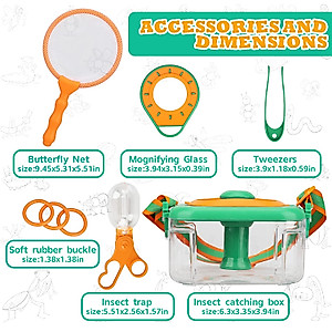 TOY Life Bug Catcher Kit for Kids Bug Catching Kit with Butterfly Net,Bug Net,Critter Keeper,Butterfly Kit,Magnifying Glass,Insect Catcher, Bug Toys Kids Explorer Kit Outdoor Toys for Kid 3 4 5 6 7 8