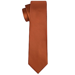 KissTies Mens Rust Tie Burnt Orange Satin Necktie Wedding Ties + Gift Box