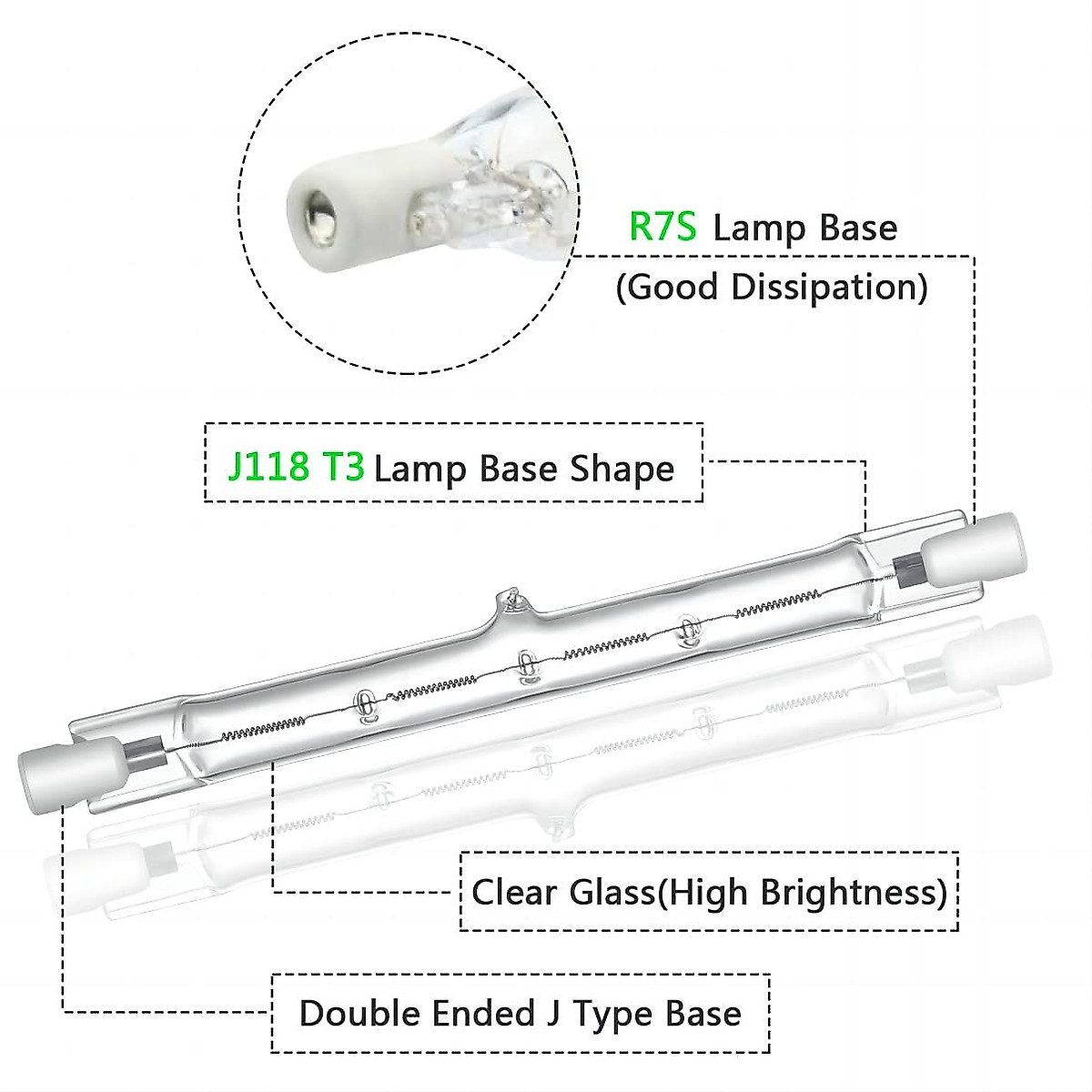 CMYBEN 4 Pack Halogen R7S 118mm 300W 120V Dimmable 4500lm Beam Angle J-Type Double Ended Floodlight Bulb 360° Warm White 2700K