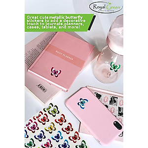 Royal Green Metallic Butterflies Stickers for Kids, Scrapbooking Sticker for Arts and Crafts - Permanent Adhesive - 120 Pack