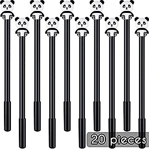 Zonon 20 Pcs Cute Panda Pens Animal Gel Ink Pens Cartoon Panda Writing Pens, 0.5 mm Kawaii Black Ink Pens for School Office Home Student Kids Present