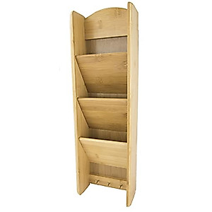 Home Basics Letter Rack, Mail Organizer Holder 3-Tier with 3 Key Hooks, Natural