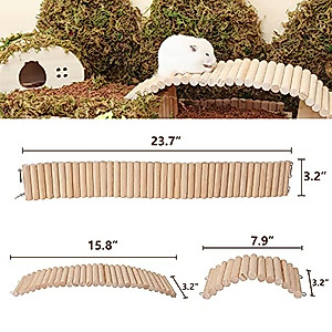 LUVCOSY Hamster Decoration Package = Bath Sand + Flower Petals + Forest Moss + Coconut Fiber + Wooden Fence, Habitat Bedding Accessories for Guinea Pig, Reptile & Small Animals