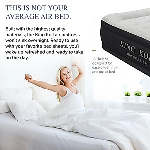 King Koil Luxury California King Air Mattress with Built-in High-Speed Patented Pump for Home, Camping & Guests-Inflatable Double High Airbed Blow Up Bed, Waterproof, 1 Year Warranty