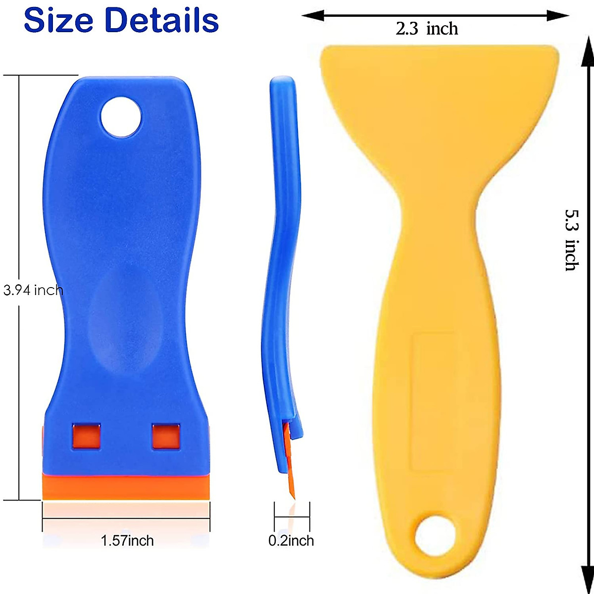 3Pack Plastic Razor Blades Scraper Tool (1Spatula)10 Double Edged blades,No Scratch Sticker Removal Scraper for Cleaning Adhesive Label Decal Glue from Stove top,Glass Window,Cooktop,Car Windshields.