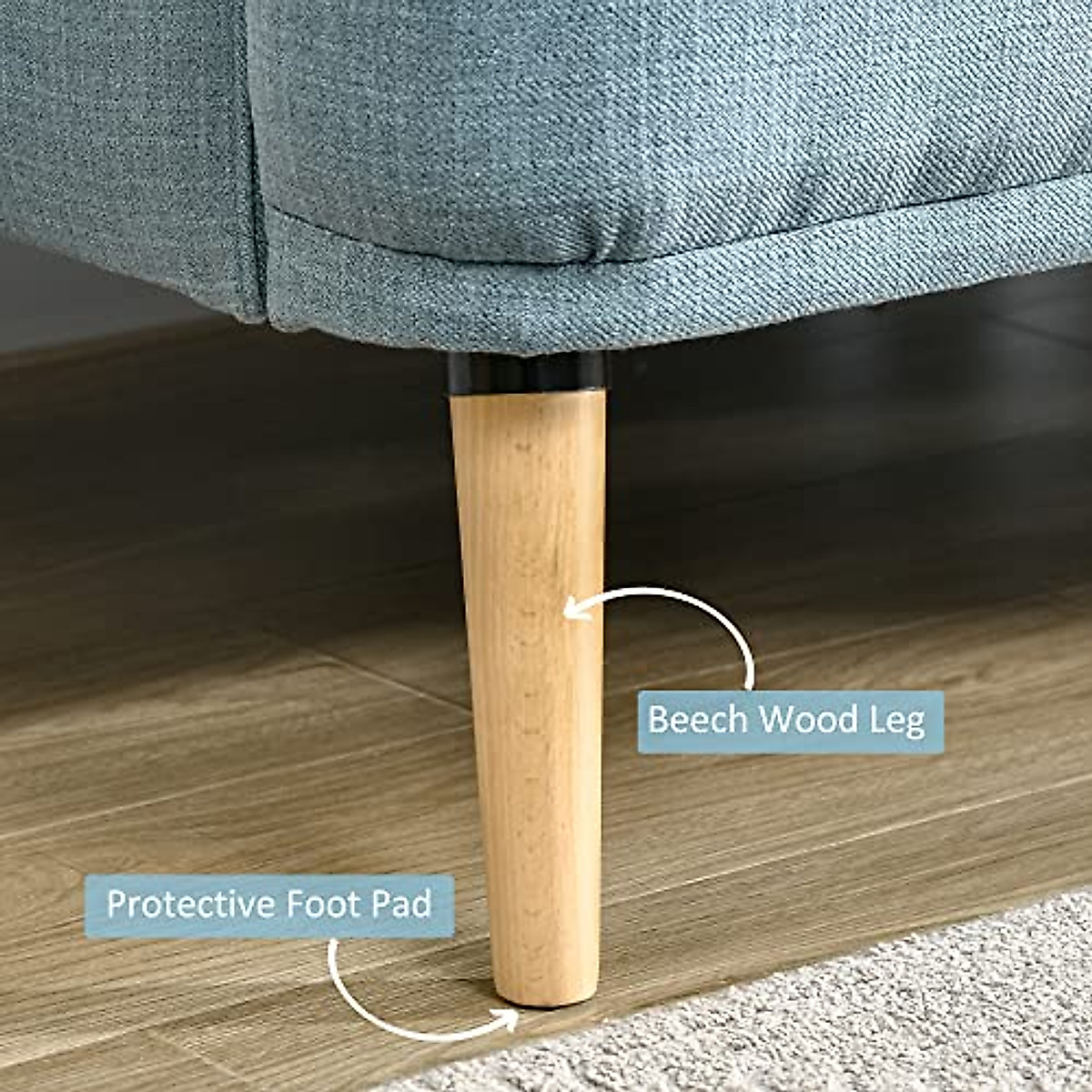 HOMCOM 48" Loveseat Sofa for Bedroom, Modern Love Seats Furniture, Upholstered Small Couch for Small Spaces, Blue