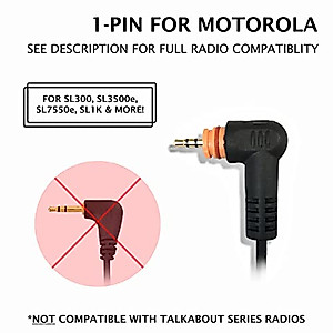 PROMAXPOWER 1-Wire FBI Security Acoustic Clear Tube Earpiece Headset with PTT Mic for Motorola Two-Way Radios PMLN7157A, SL300, SL2600, SL3500e, SL7550, SL7580e, SL1K