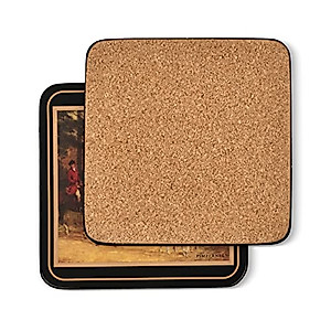 Pimpernel Tally Ho Collection Coasters | Set of 6 | Cork Backed Board | Heat and Stain Resistant | Drinks Coaster for Tabletop Protection | Measures 4” x 4”