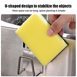 4Pcs Sponge Holders for Kitchen Sink,Strong Adhesive Small Sponge Holder,Stainless Steel Rustproof Waterproof Kitchen Sink Caddy Save Sink Space,Quick Drying(silver)