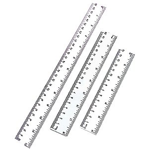 6 Inch 8 Inch 12 Inch Plastic School Rulers, 3 Pack Clear Ruler with Inches and Centimeters Drafting Office Tools for Student School Office