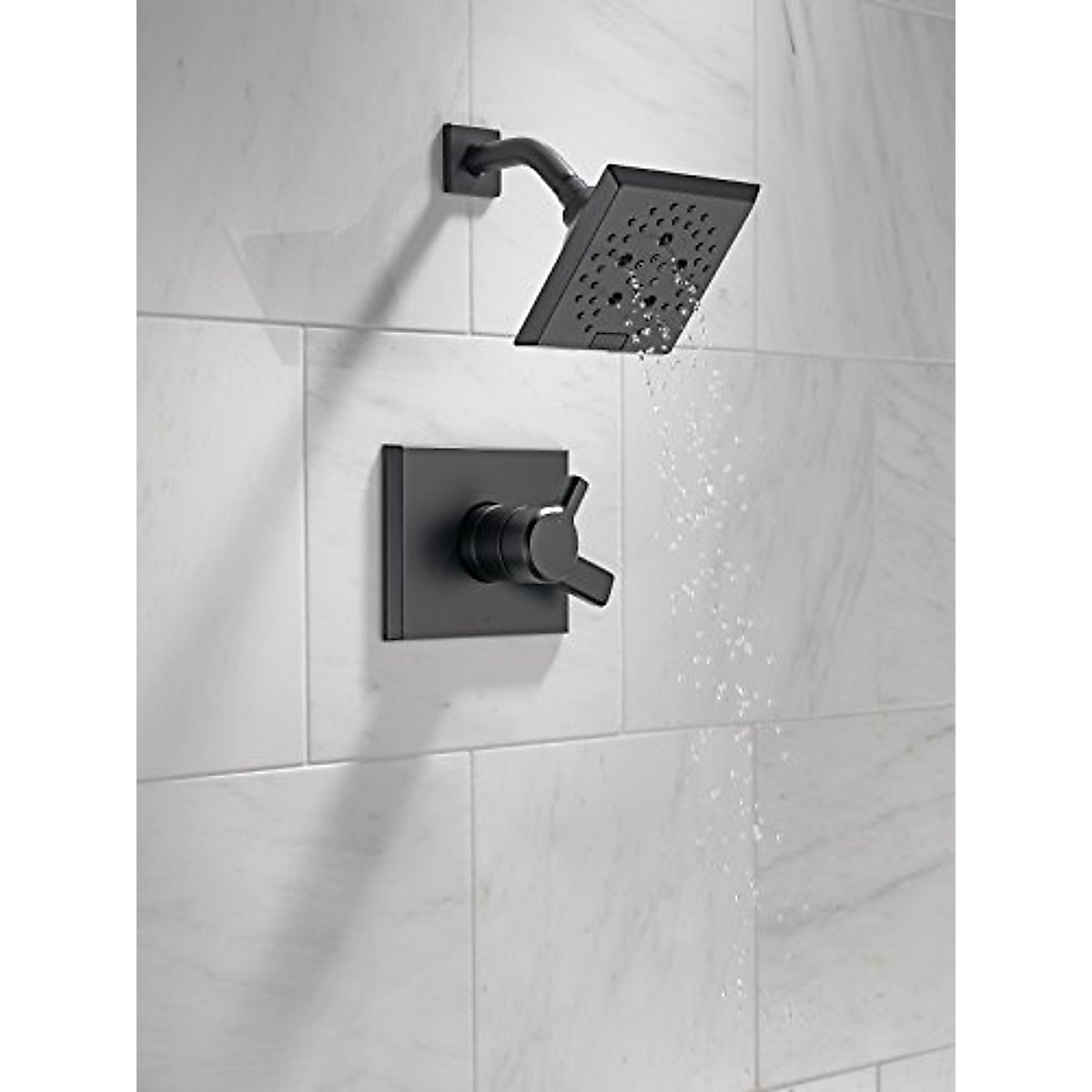 Delta Faucet Pivotal 17 Series Dual-Function Matte Black Shower Faucet, Shower Trim Kit, 5-Spray H2Okinetic Shower Head, Matte Black T17299-BL (Valve Not Included)