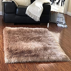 LAMBZY '' Lena Collection '' Faux Sheepskin | Super Soft Hypoallergenic Rectangular Area Rug | Plush Fur Premium Shag (2'x3',60x90 cm, Camel)