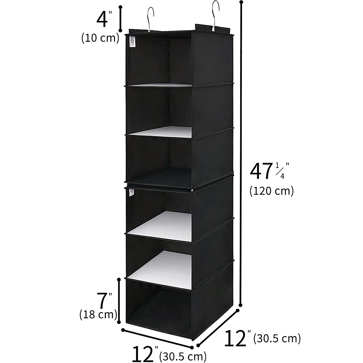 GRANNY SAYS 6-Shelf Hanging Organizer for Closet, Separable to 2 Pack 3-Shelf Hanging Shelves, Hanging Organizer for Bedroom, Black