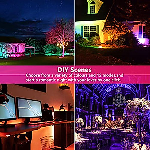 Led Flood Light 300W Equivalent 3000 LM, Outdoor Color Changing Led Stage Landscape Lights, Bluetooth RGBW Smart Floodlights 2700K & 16 Million Colors&Timing& Music Sync, IP66，US 3-Plug (2 Pack)