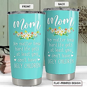 SANDJEST Mom Tumbler Gift for Mom from Son, Daughter - Mom Ugly Children 20oz Insulated Travel Mug Great Christmas, Mother's Day, Birthday - Awesome Mother's Day, Tumblers Gifts Idea