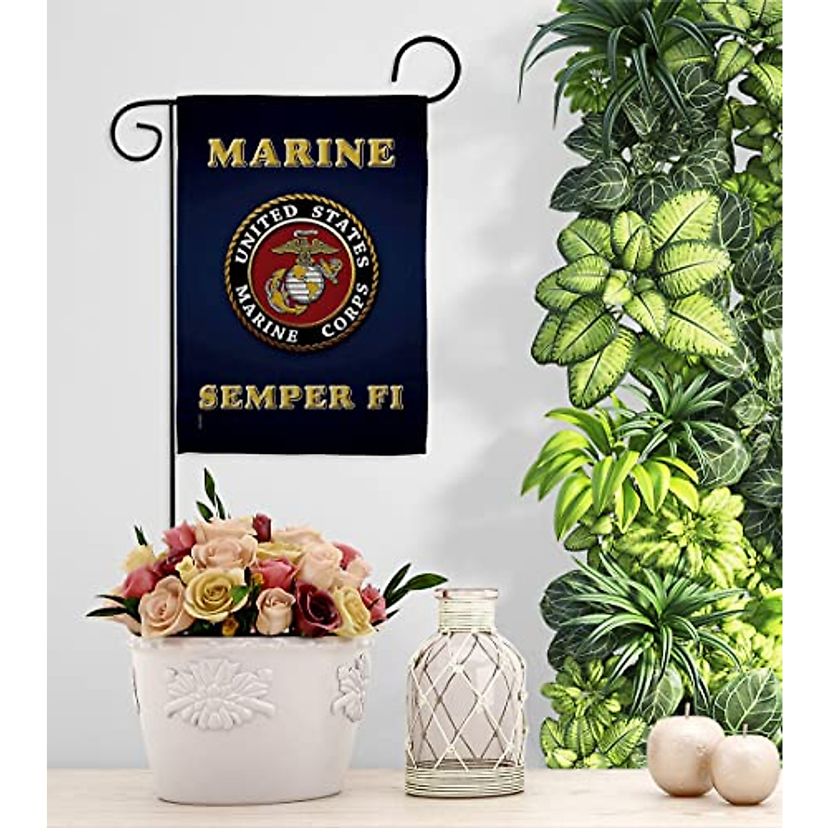 US MILITARY United State Marine Corps USMC Semper Double-Sided Lawn Decoration Gift House Garden Yard Banner Fi Flag American Military Veteran, 12" x 18.5 Made in USA
