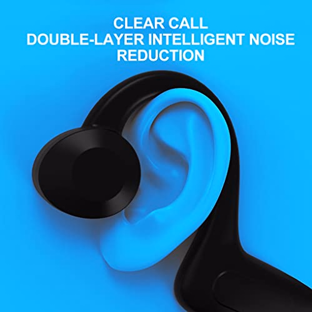 BD&M Wireless Bluetooth Open-Ear Headphones Waterproof Headset Microphone Hanging Earphone Bone Conduction Built-in with Mic for Sports Workouts and Running, Black