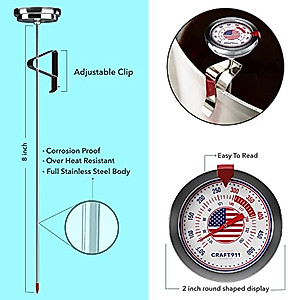 Candy Deep Fry Thermometer with Pot Clip - Candy Thermometer Very Accurate & Fast Read Food Thermometer | Mechanical Meat Thermometer for Grilling | Candle Making Thermometer | Baking Thermometer