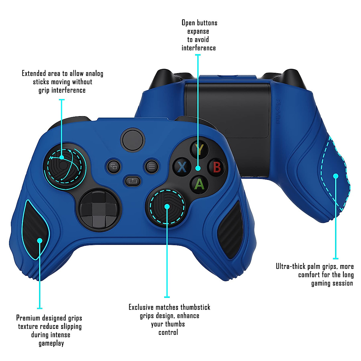 PlayVital Scorpion Edition Anti-Slip Silicone Case Cover for Xbox Series X/S Controller, Soft Rubber Case for Xbox Core Wireless Controller with Thumb Grip Caps - Black
