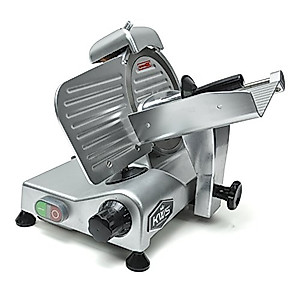 KWS MS-6ST Premium 200w Electric Meat Slicer 7.67-Inch in Silver Teflon Blade, Frozen Meat Deli Meat Cheese Food Slicer Low Noises Commercial and Home Use