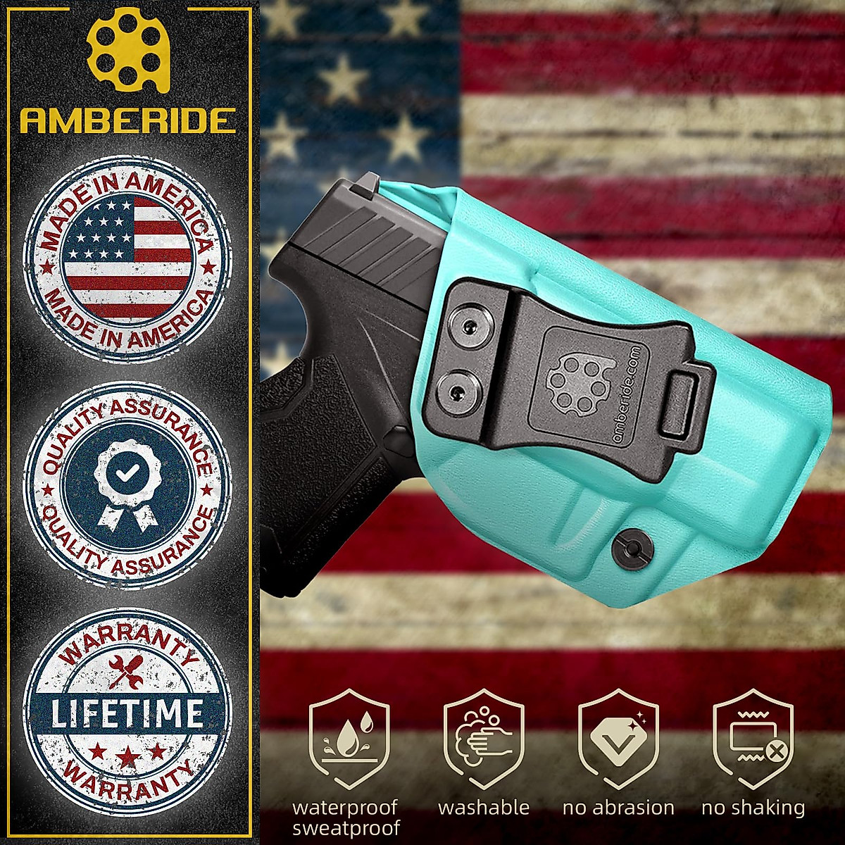 Amberide IWB & OWB KYDEX Holster Fit: Taurus GX4 Pistol, Inside Outside Waistband Concealed Carry, Adjustable Cant & 'Posi-Click' Retention, USA Made by Amberide