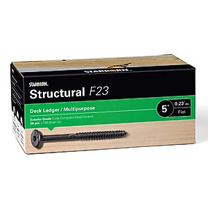 Starborn Structural XF23CT500 F23 Deck Ledger/Multipurpose Flat Head Wood Screw - Black - 50 Count - 0.23" x 5"