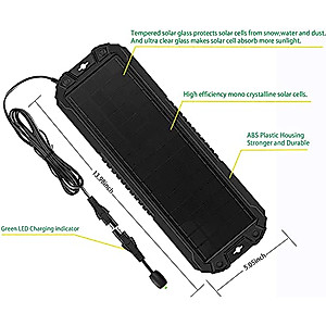 Sunway Solar Panel Car Battery Trickle Charger & Maintainer 5W 12V Solar Power Charger kit Portable Waterproof for Automotive RV Marine Boat Truck Motorcycle Trailer Tractor Powersports Snowmobiles