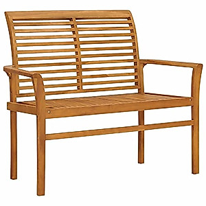 Tidyard Patio Bench with Cushion, Teak Wood Park Bench, Wooden Outdoor Bench Chair for Garden Entryway Yard Porch Backyard 44.1 x 21.7 x 37 Inches (W x D x H)