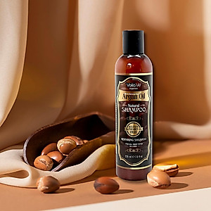 VoilaVe Moroccan Argan Oil Shampoo, Sulfate-Free Shampoo for Hair Growth, Hydrating & Repairing Shampoo for Dry, Damaged, Curly Hair & Scalp, Moisturizing Shampoo for Men & Women, All Hair Types - 8oz