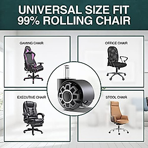 Office Chair Wheels Replacement 2 Inch Heavy Duty Rubber Chair Casters Universal Size Wheels for Office Chair Smooth Safe Rolling for All Floors Set of 5