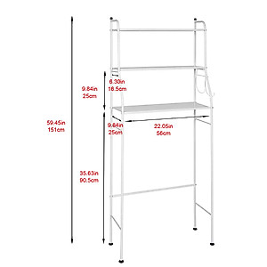 DESIGNSCAPE3D Premium 3-Tier Bathroom Storage Rack Over The Toilet Storage, Metal Frame, Increase Storage Space to Organize Your Bathroom, White