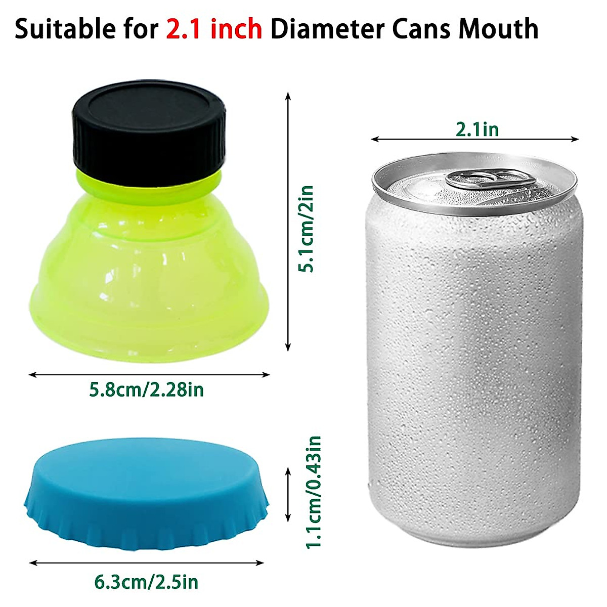 6 Pcs Can Covers for Drinks Cans, FineGood Reusable Soda Can Lids Anti-Dust Silicone Can Caps Can Bottle Top Lids for Beer Juice Energy Drinks