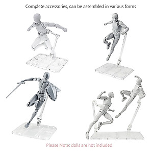 LotCow 4 Pcs Action Figure Display Stands Adjustable Action Figure Display Holder Base Sturdy Base Clear Doll Model Support Stand for 6 inch Action Figures