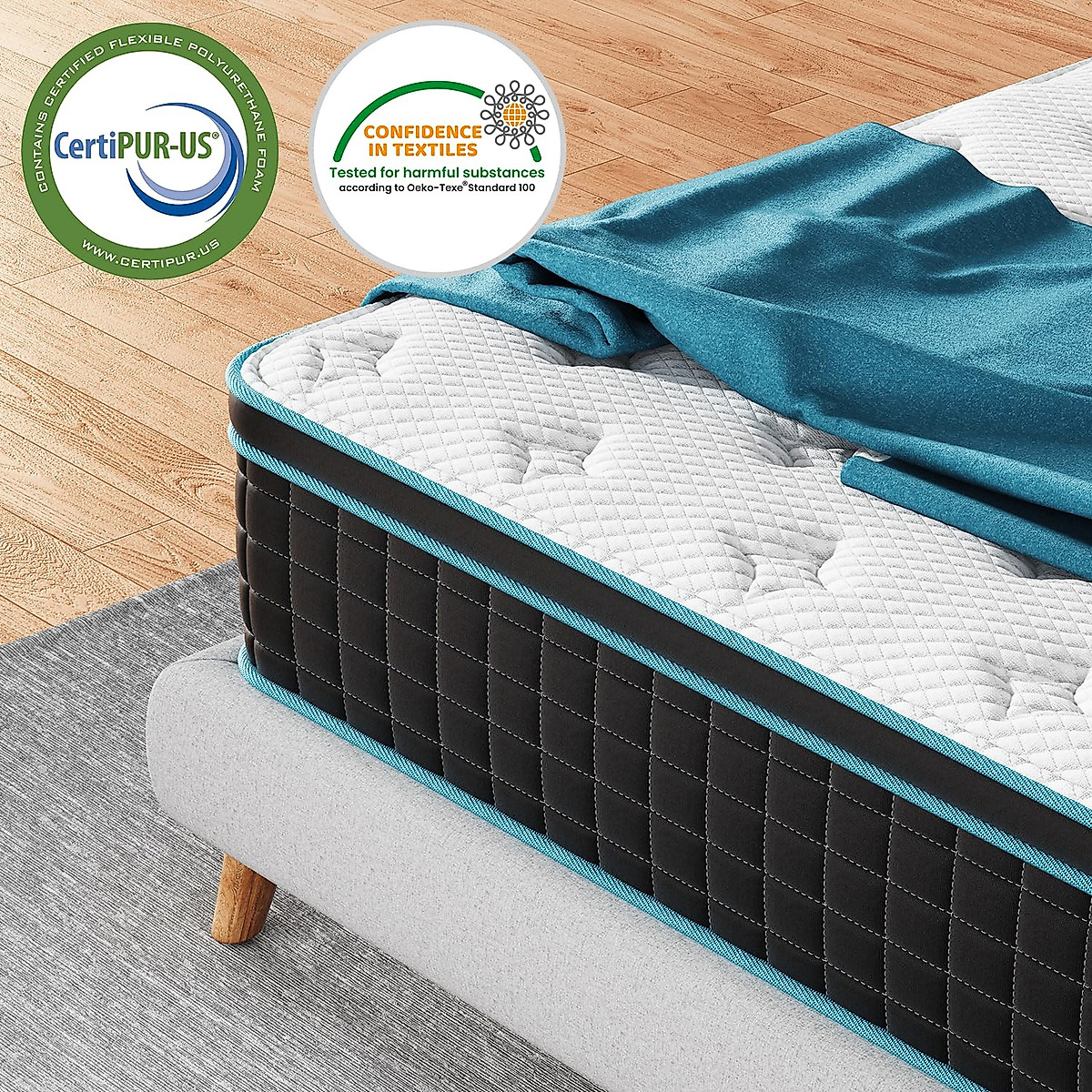 Povirt Twin Mattress, 12 Inch Hybrid Twin Size Mattress in a Box, Cool Memory Foam and Pocket Coils Innerspring Mattress for Pressure Relief & Motion Isolation, Medium Firm Feel